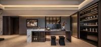 China OEM/ODM CUSTOM MODERN LUXURY HOTEL LIVING & DINING FURNITURE SET | MARBLE COFFEE TABLE, L-SHAPED LEATHER SOFA, MARBLE KITCHEN ISLAND & ROUND DINING TABLE FOR VILLA & HIGH-END RESIDENTIAL for sale