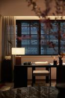 China OEM/ODM MODERN MINIMALIST HIGH-END CUSTOM FURNITURE SET | SOLID WOOD DESK, MARBLE TEA TRAY & LED-LIT BAR CABINET FOR HOTEL PRESIDENTIAL SUITE for sale