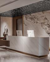 China PREMIUM CUSTOM RECEPTION DESK MADE WITH HIGH-QUALITY MARBLE AND SOLID WOOD, FEATURING PRECISE CRAFTSMANSHIP FOR CORPORATE LOBBIES. CREATES A PROFESSIONAL, WELCOMING FIRST IMPRESSION FOR YOUR BUSINESS for sale