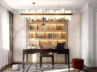 China OEM/ODM CUSTOM MODERN MINIMALIST HOME OFFICE FURNITURE SET WITH BUILT-IN DESK, BOOKSHELF AND CABINET FOR STUDY ROOM WITH SOLID WOOD FOR VILLA AND APARTMENT for sale