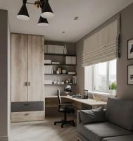 China OEM/ODM CUSTOM MODERN MINIMALIST HOME OFFICE FURNITURE SET WITH BUILT-IN DESK, BOOKSHELF AND CABINET FOR STUDY ROOM WITH SOLID WOOD FOR VILLA AND APARTMENT for sale