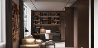 China PREMIUM WOOD VENEER CUSTOM HOME OFFICE FURNITURE WITH LED-LIT BOOKSHELF, SOLID WOOD DESK AND SOFT-CLOSE CABINET WITH SOLID WOOD IN CHINA for sale