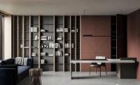China PREMIUM WOOD VENEER CUSTOM HOME OFFICE FURNITURE WITH LED-LIT BOOKSHELF, SOLID WOOD DESK AND SOFT-CLOSE CABINET WITH SOLID WOOD IN CHINA for sale