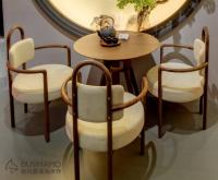 China OEM/ODM CUSTOM WALNUT WOOD TEA ROOM FURNITURE - ROUND TEA TABLE, SLATE GONGFU TABLE, GLASS CONSOLE TABLE, 4 CHAIRS WITH SOLID WOOD IN CHINA, GUANGDONG for sale