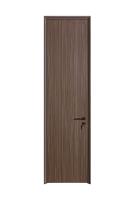 China OEM/ODM CUSTOM MODERN WALNUT INTERIOR DOORS | TALL FLUSH & BRASS ACCENT DESIGNS WOOD GRAIN & GEOMETRIC INLAY OPTIONS WALNUT VENEER & MATTE FINISH STYLES SOLID CORE FLUSH PANEL WITH GOLD HARDWARE for sale