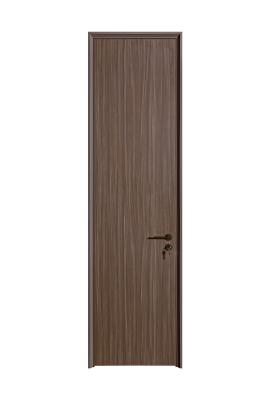 China OEM/ODM CUSTOM MODERN WALNUT INTERIOR DOORS | TALL FLUSH & BRASS ACCENT DESIGNS WOOD GRAIN & GEOMETRIC INLAY OPTIONS WALNUT VENEER & MATTE FINISH STYLES SOLID CORE FLUSH PANEL WITH GOLD HARDWARE for sale