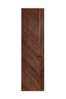 China OEM/ODM CUSTOM MODERN WALNUT INTERIOR DOORS | TALL FLUSH & BRASS ACCENT DESIGNS WOOD GRAIN & GEOMETRIC INLAY OPTIONS WALNUT VENEER & MATTE FINISH STYLES SOLID CORE FLUSH PANEL WITH GOLD HARDWARE for sale