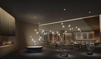 China NEW CHINESE STYLE LUXURY HOTEL INTERIOR DESIGN | LOBBY, LEISURE LOUNGE & RABBIT-THEMED FAMILY GUEST ROOM | WOOD VENEER, LINEN WALL PANEL & MARBLE FLOORING, CUSTOM BIRD & BUTTERFLY ART CHANDELIER for sale