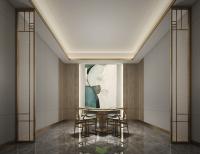 China NEW CHINESE ZEN STYLE CLUB INTERIOR DESIGN | TEA LOUNGE, MAHJONG ROOM & CALLIGRAPHY STUDY | WOOD VENEER & LINEN FABRIC WALL PANELS, METAL GRID PARTITION & INK LANDSCAPE FULL-HEIGHT WINDOW DECORATION for sale