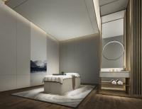 China NEW CHINESE LIGHT LUXURY HOTEL INTERIOR DESIGN | SPA ROOM, RESTAURANT & CONFERENCE HALL, WOOD+FABRIC+MARBLE MATERIAL, ORIENTAL INK & HOLLOW GRILLE FEATURE FOR WELLNESS RESORT DECORATION for sale