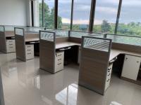 China CUSTOM COMBINED OPEN-PLAN OFFICE PARTITION CUBICLE, MULTI-STAFF COMBINED WORKSTATION WITH STORAGE CABINET. PREMIUM MELAMINE DESKTOP & ALUMINUM GLASS DIVIDER, COMPETITIVE FACTORY PRICE for sale