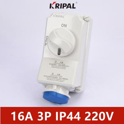 China IP44 3P 16A 220V Industrial Mechanical Interlock Switch Socket 6H for sale