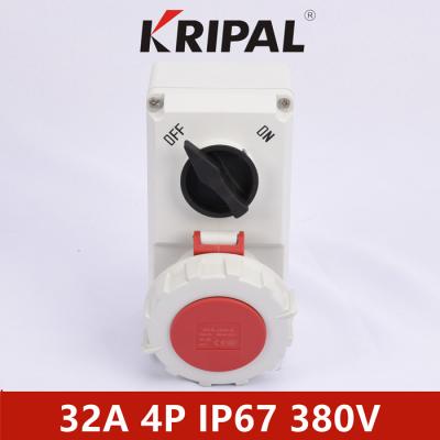 China IEC Standard Industrial Power Socket Dampproof Mechanical Interlocking IP67 32A for sale
