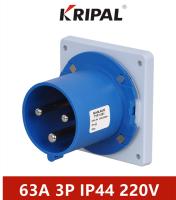 China PA Panel Mounted Industrial Plug IP44 63Amp 230V 3 Pole IEC Standard for sale