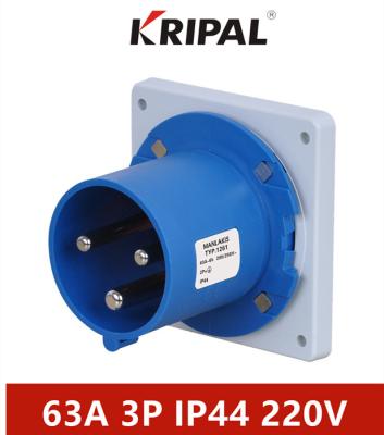 China PA Panel Mounted Industrial Plug IP44 63Amp 230V 3 Pole IEC Standard for sale