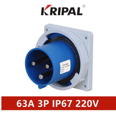 China IEC standard Three Phase Waterproof Panel Mounted Plug 63A 220V IP67 for sale