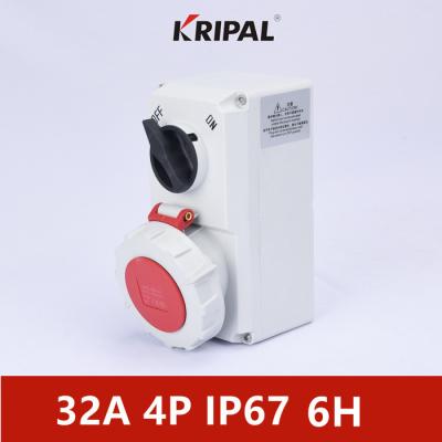 China Purple Horn Three Phase 32A IP67 Interlocked Switch Socket  IEC standard for sale