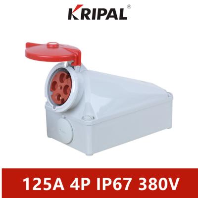 China 125A IP67 Waterproof Industrial Wall Mounted Socket 4 Pole 380V for sale
