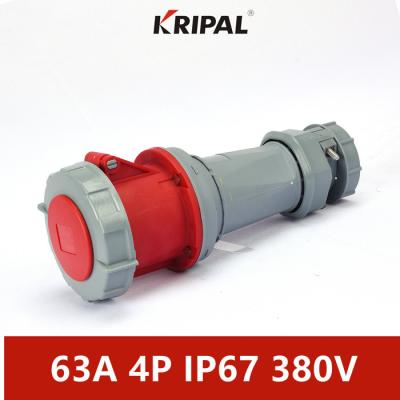 China IP67 63A 4 Pole Waterproof Industrial Connector Nickel Plated for sale