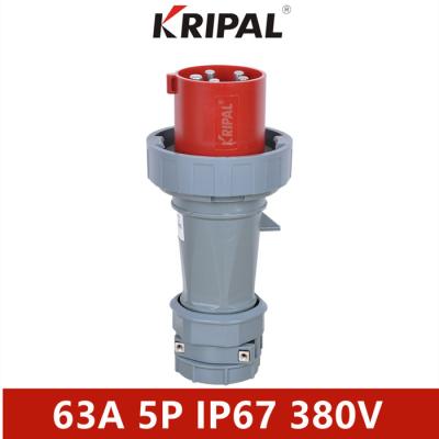China Three Phase 63A 380V IP67 Industrial Plugs Waterproof IEC Standard for sale