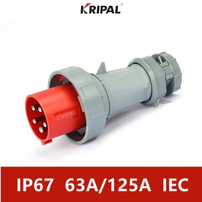 China IP67 Three Phase 63A 125A 380V Industrial Plug And Socket IEC Standard for sale