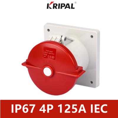 China Durable 125A 4P 380V 6H Industrial Panel Mounted Socket Straight for sale