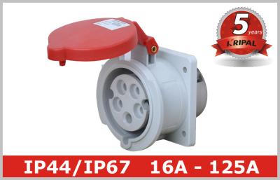 China IP44 IP67 Panel Mounted Industrial Socket 16A 32A 63A 125A Power for sale