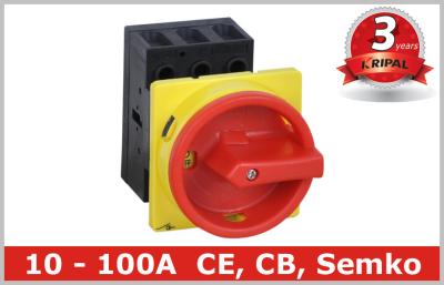 China Black , Red 3 Pole Motor Rotary Isolator Switch Disconnectors with Door Mounted for sale