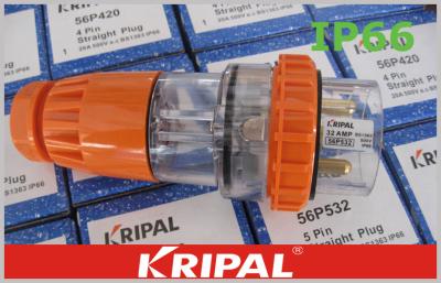 China Outdoor 5 Pin 20 Ampere Ip66 Australian Power Plug Extension Socket , SAA Certified for sale