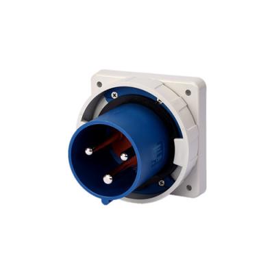 China Three Phase 63A 220V IP67 Waterproof Panel Mounted Plug Nickel Plated for sale
