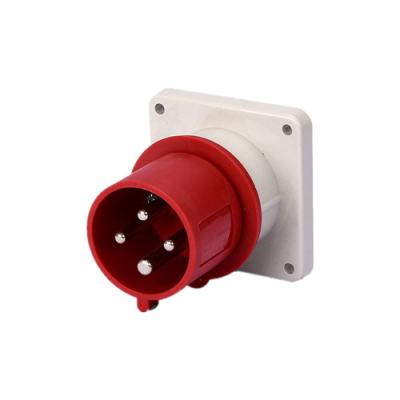 China 4 Pole 32 Amp 380V IP44 Industrial Panel Mounted Plug Dustproof for sale