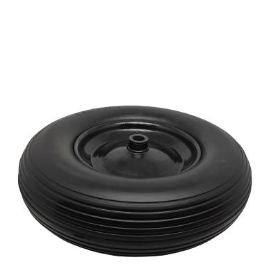 China large carrying pu foamed flat free wheel for wheel barrow ribbed tread NEVER NO PUMPING for sale