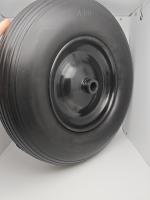 China large carrying pu foamed flat free wheel for wheel barrow ribbed tread NEVER NO PUMPING for sale