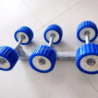 China Wobble Roller Boat Trailer Parts Blue Ribbed Roller With 30mm Bore for sale