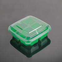 China Clear/Green 4 Compartment 16*16*6cm Plastic Pastry Packaging With Lid for sale