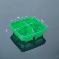 China Green Square Pastry Tray Disposable Plastic Dessert Containers for sale