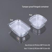 China Disposable PET RPET 4oz Plastic Sauce Container Clear Hinged Tamper Proof Containers with Lid for sale