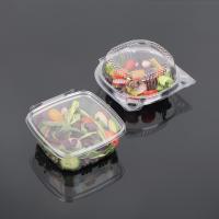 China Disposable PET RPET 4/5/12oz Plastic Sauce Salad Container Clear Hinged Tamper Proof Containers for sale