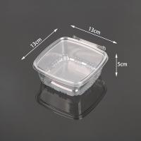China Disposable PET RPET 4/5/12oz Plastic Sauce Salad Container Clear Hinged Tamper Proof Containers for sale