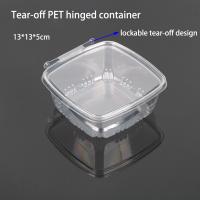China Disposable PET RPET 4/5/12oz Plastic Sauce Salad Container Clear Hinged Tamper Proof Containers for sale