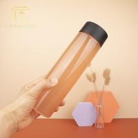 China 16oz Clear Cold Coffee Bottle Long Round Shape Plastic Juice Bottle for sale