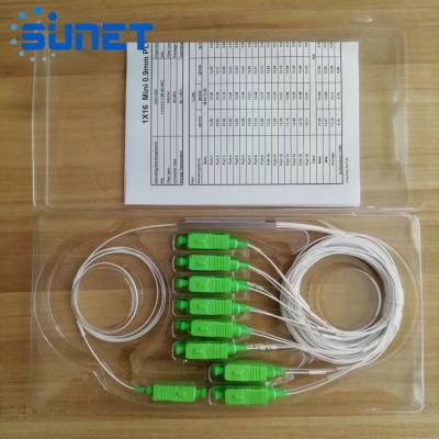 China Fiber Optic PLC Splitter 1x16 SC UPC APC Steel Tube Low Insertion Loss for sale
