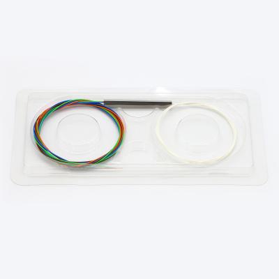 China 1x2 0.9mm 1mtr Plastic Box Packing Fiber Optic PLC Splitter for sale