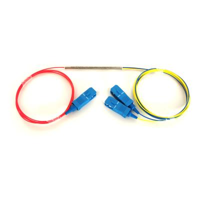 China SC UPC 1x2 Mini Tube FBT Fiber Optic Splitter 1310 1550nm Low PDL for sale