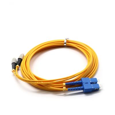 China PVC G652D SC UPC to FC UPC Fiber Optic Patch Cord 3.0mm 1m for sale