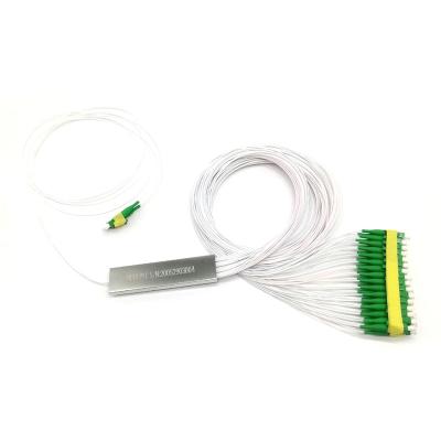China LC/APC 2x32 Mini Steel Tube Fiber Optic PLC Splitter 1m 1260-1650nm for sale
