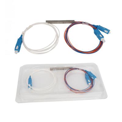 China Sc/Upc Connector 2 Way Blockless Type Fiber Optic PLC Splitter for sale