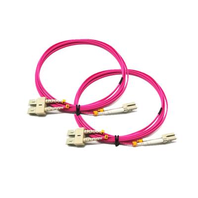 China OM3 3.0mm SC/UPC To LC/UPC Duplex PVC Fiber Optic Patch Cord for sale