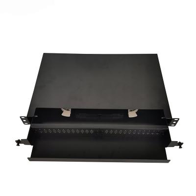 China 24 Core Rack Mount Fiber Optic Patch Panel 19 Inch 1U Splice Termination Box for sale