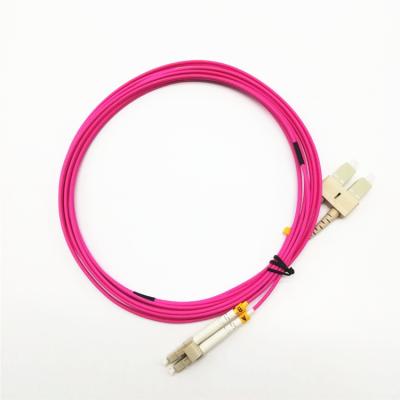 China OM4 Duplex SC/UPC to LC/UPC Fiber Optic Patch Cord Low Loss 50/125um for sale